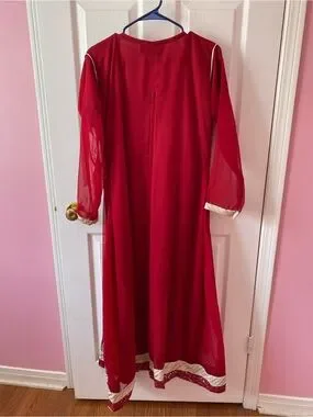 Dresses | Womens 3pc Red Pakistani Anarkali Desi Suit Party Dress ...